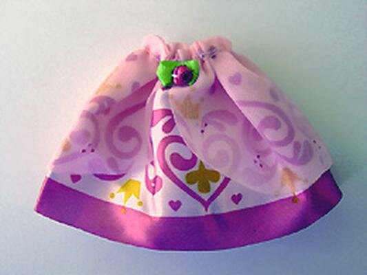 Деталь Lego 23204 Belville, Clothes Skirt Long, Satin Pink with Dark Pink Pattern and Border, Sheer Pink Layer and Rosette