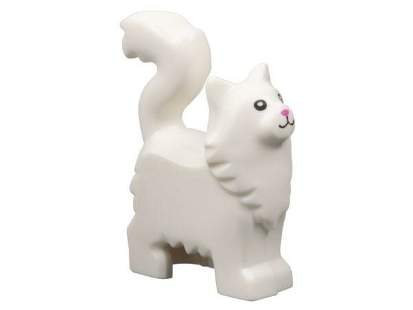 Деталь Lego 6329pb01 Cat, Persian Longhair, Standing with Black Eyes and Dark Pink Nose Pattern