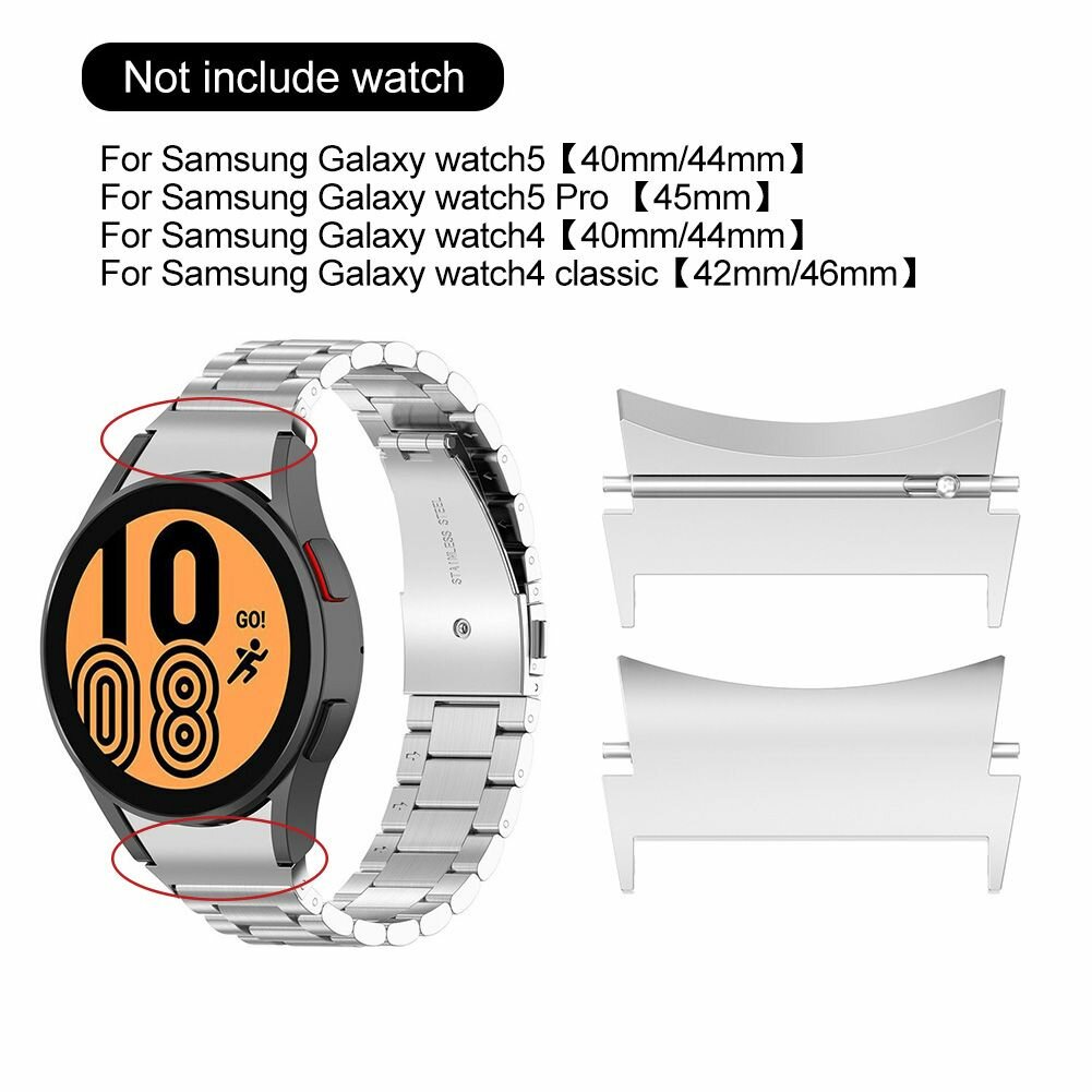 Адаптер для ремешка Samsung Galaxy Watch5/Watch4 22 мм — коннектор из нержавеющей стали 1 пара, серебристый, черный