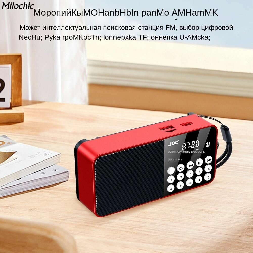 FM-стереодинамик, светодиодная подсветка, цифровой дисплей, поддержка TF, компактный и портативный