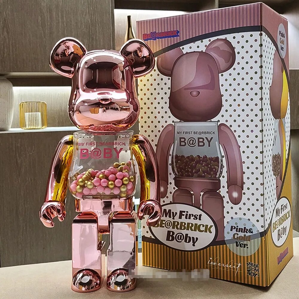 Bearbrick кукла кукольный прилив подарок 28 см My First BE@RBRICK B@BY Pink&Gold 28cm