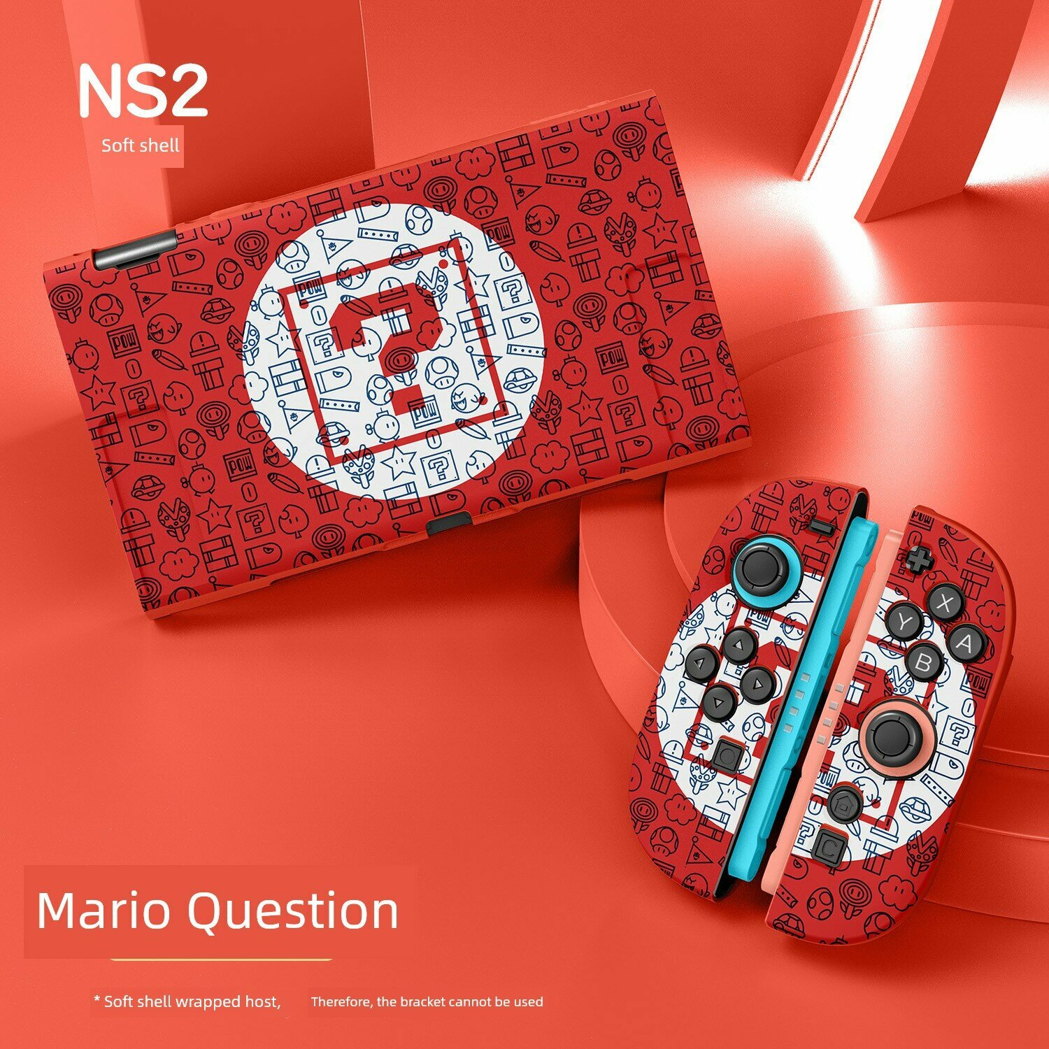 Пластиковый чехол для Nintendo Switch 2 с принтом Mario Question Mark, матовая поверхность, полная защита