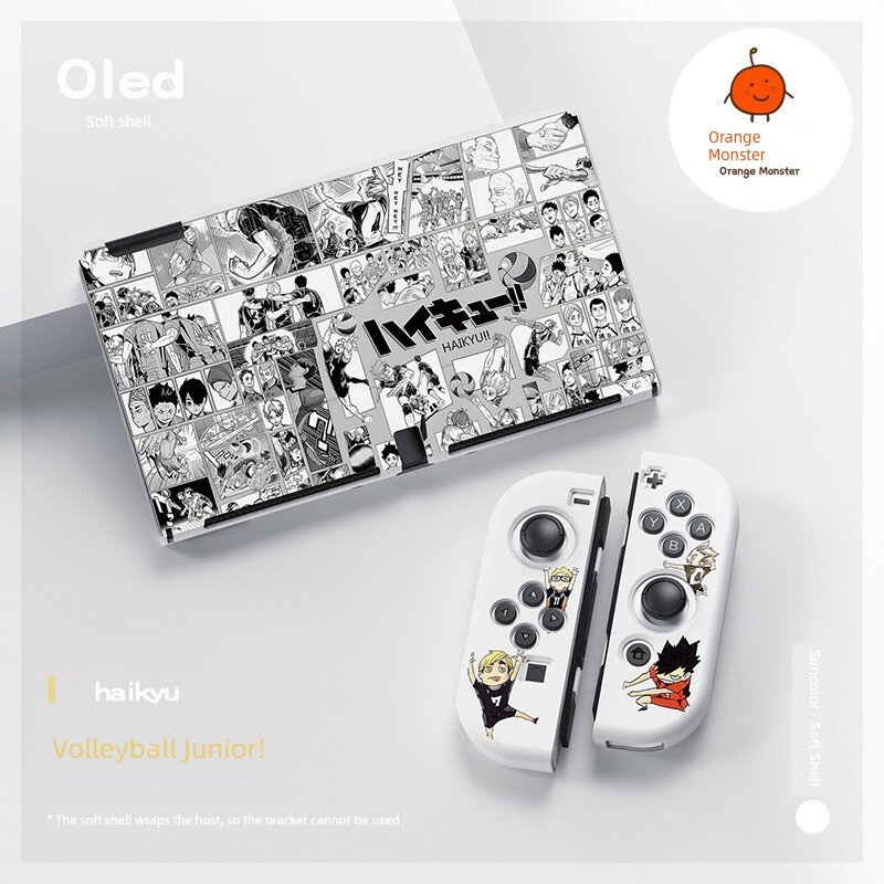 Белый чехол с темой волейбольного аниме для Nintendo Switch 6,2 дюйма, полная защита