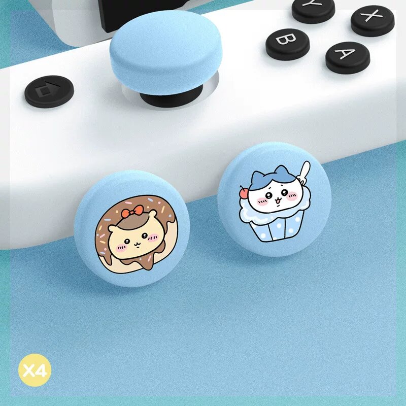 Заменяемые накладки для Joy-Con Nintendo Switch OLED TPU - Синий рисунок Снэк Тайм