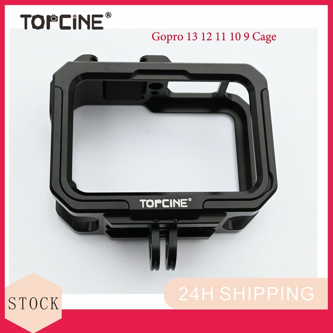 Topcine Металлический корпус для GoPro Hero 12/11/10/9 Черный, защитная клетка из алюминиевого сплава с креплением для холодного башмака и 52-миллиметровым УФ-защитным объективом