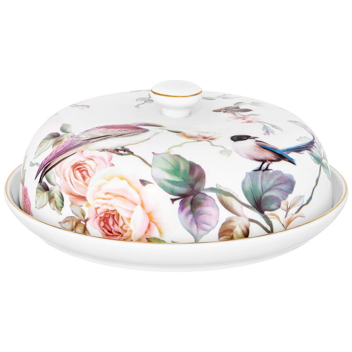 Блинница Elan Gallery Певчие птички 22х22 см фарфор new bone china