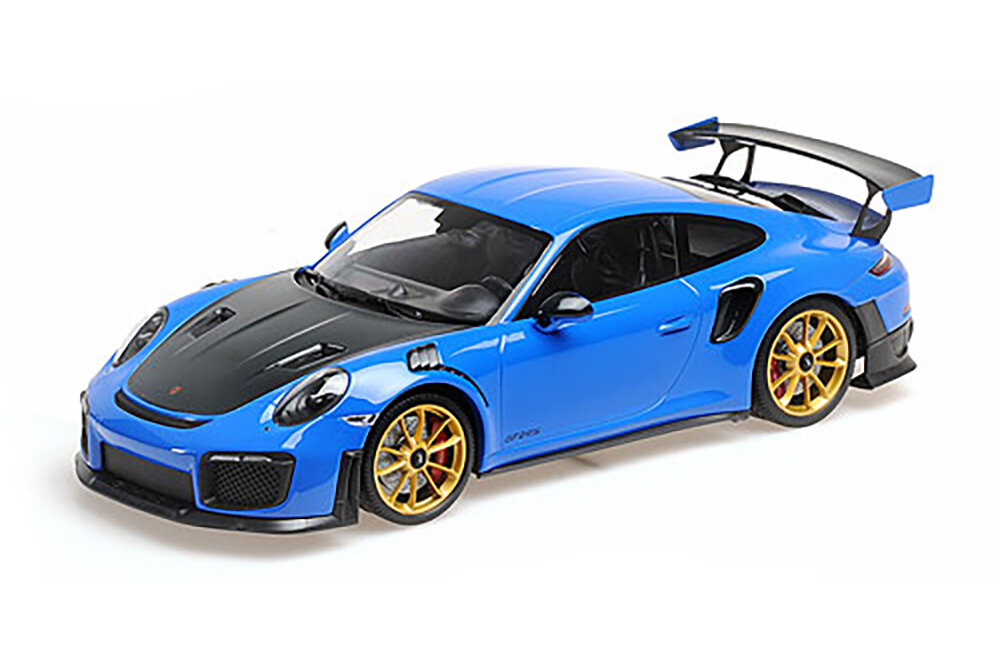 Модель коллекционная MINICHAMPS Porsche 911 (991.2) GT2RS 2018 blue/golden wheels