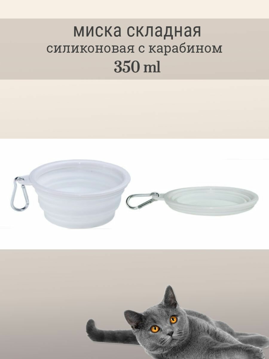 Силиконовая складная миска для собак и кошек, с карабином, для удобного кормления в дороге