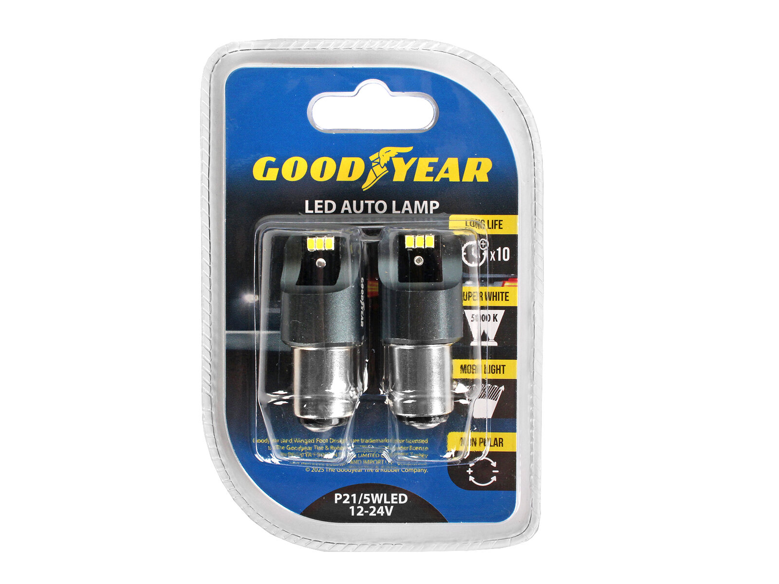 Лампа 12-24V P21/5W диодная 2 штуки комплект Goodyear GY012025