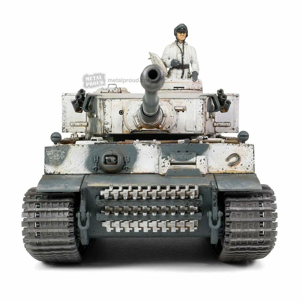 Масштаб 1:32 Тяжелый танк Tiger I с зимним камуфляжем для Восточного фронта, эмблемой мамонта 502/511-го тяжелого танкового батальона и тактическим номером 100 (Готовая модель из металла)