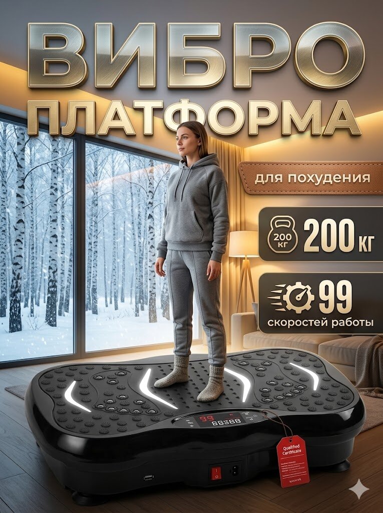 Виброплатформа для похудения тренажер до 200 кг С блютуз，регулировка амплитуды, 49 программ