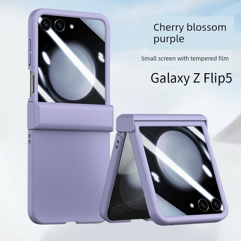Чехол для Samsung Galaxy Z Flip5 с полным окном и защитой шарнира, цвет Сакура Фиолетовый