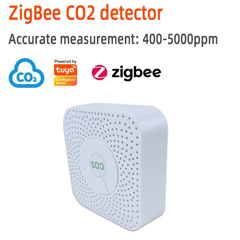 Датчик CO2 Tuya ZigBee для дома, интеллектуальный связанный датчик углекислого газа, детектор качества воздуха, овощная теплица, теплица-ZigBee