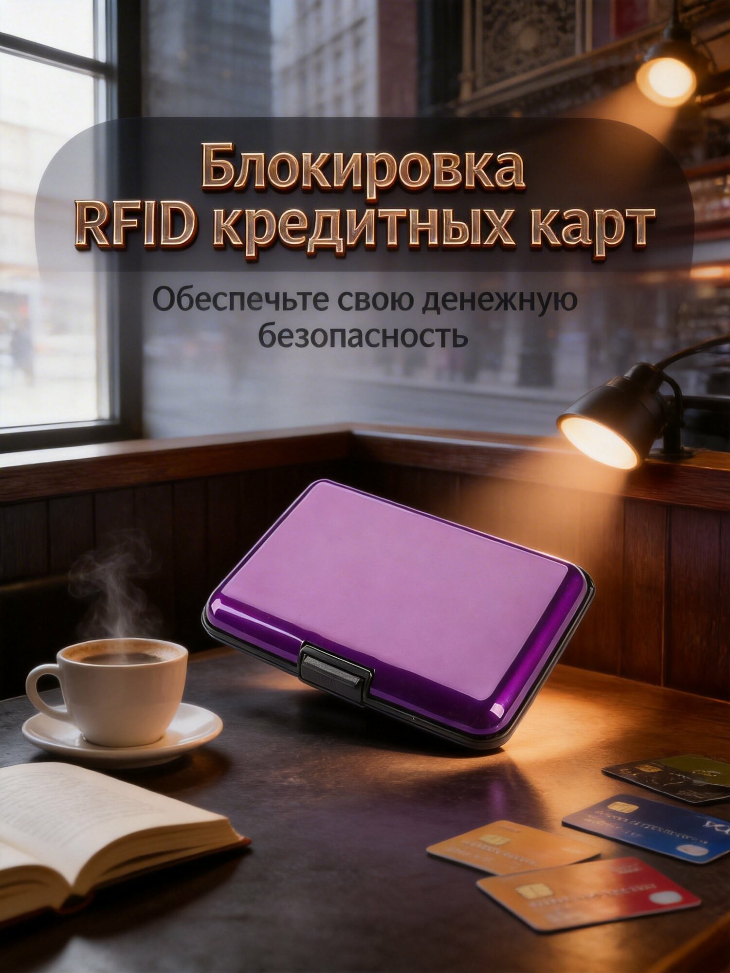 Денежный кошелек RFID — блокировка бесконтактных карт и держатель удостоверения, алюминиевый сплав и ABS, 8 цветов