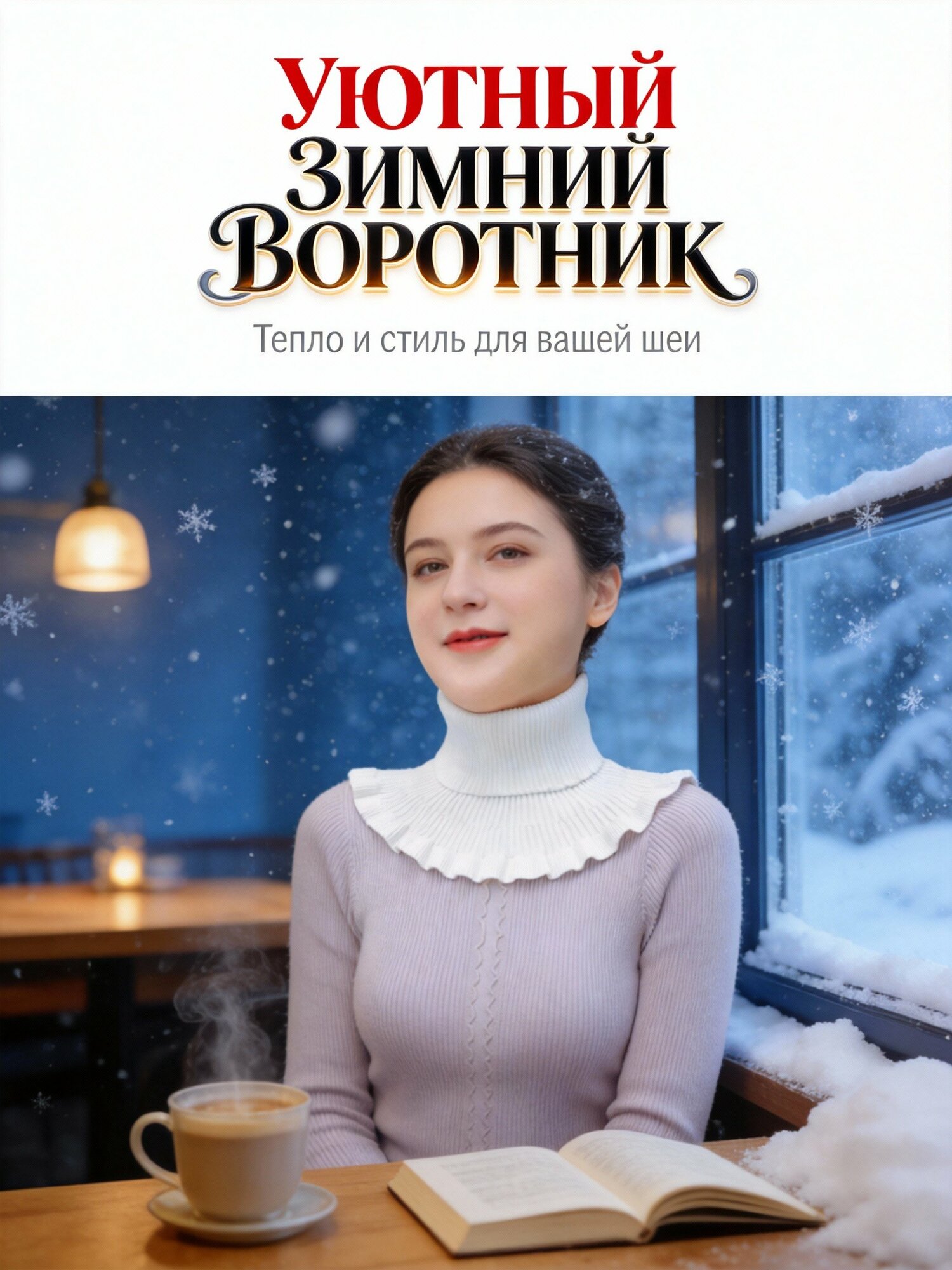 Женский осенне-зимний вязаный воротник-шарф, имитация отложного воротника из полиэфирного волокна для теплой защиты шеи