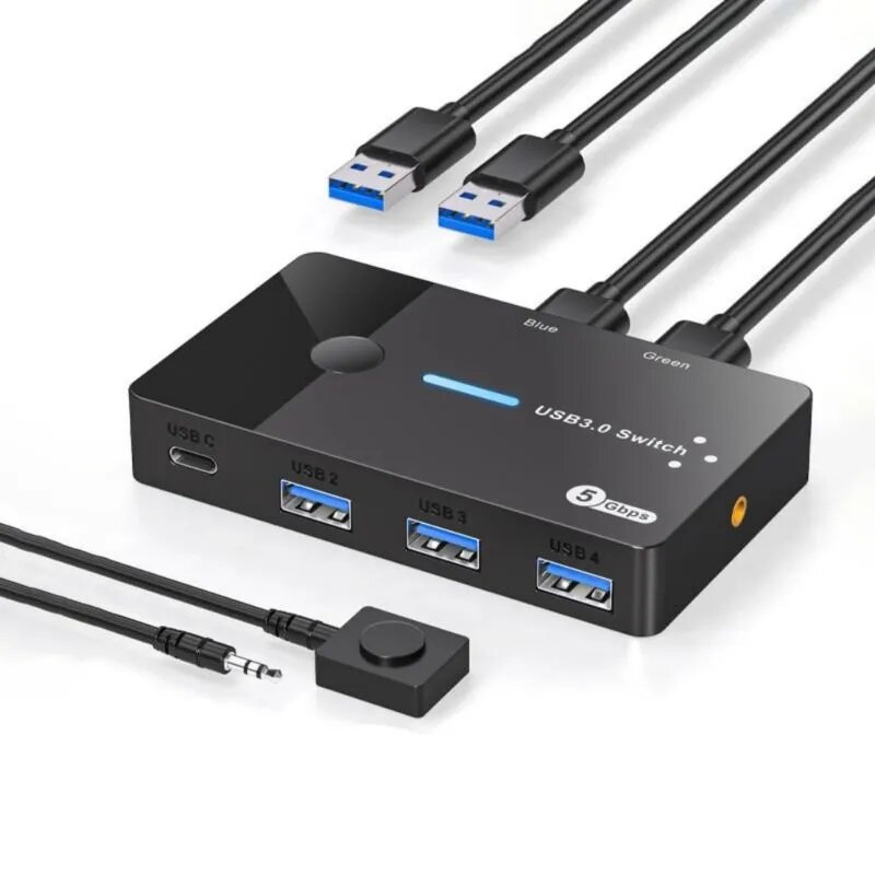 (1 набор) KVM-коммутатор USB 3.0, 2 входа, 4 выхода