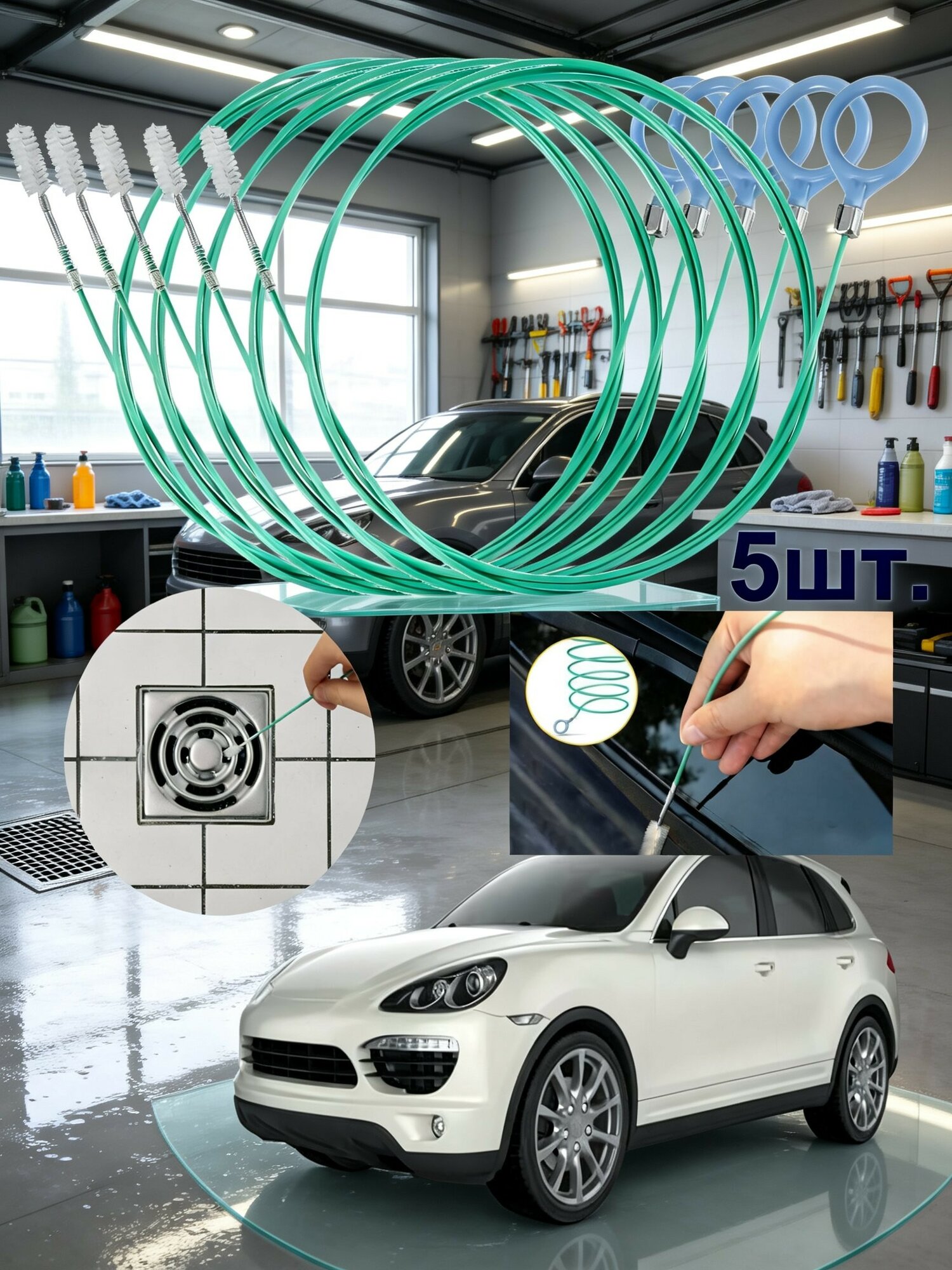 Длинная проволочная щетка 200 см, устройство для очистки кровельных и автомобильных водостоков для ванн и кухонь