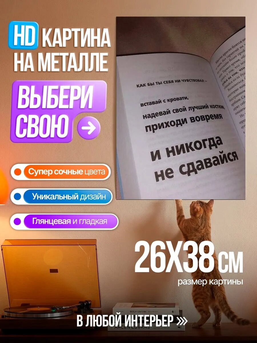 Картина на HD металле Никогда не сдавайся