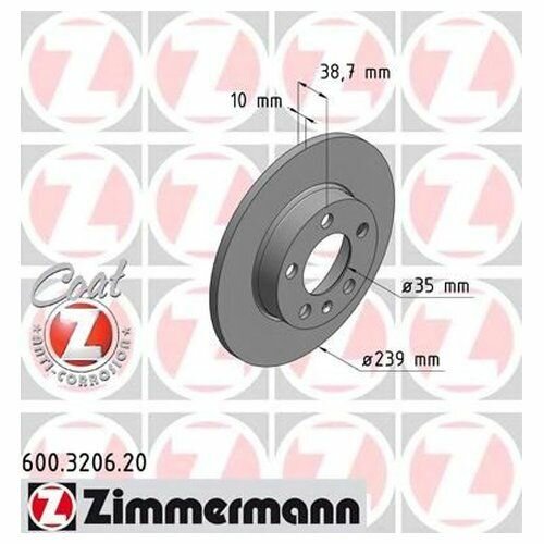 Диск тормозной Zimmermann 600320620 для VW Golf III, Passat