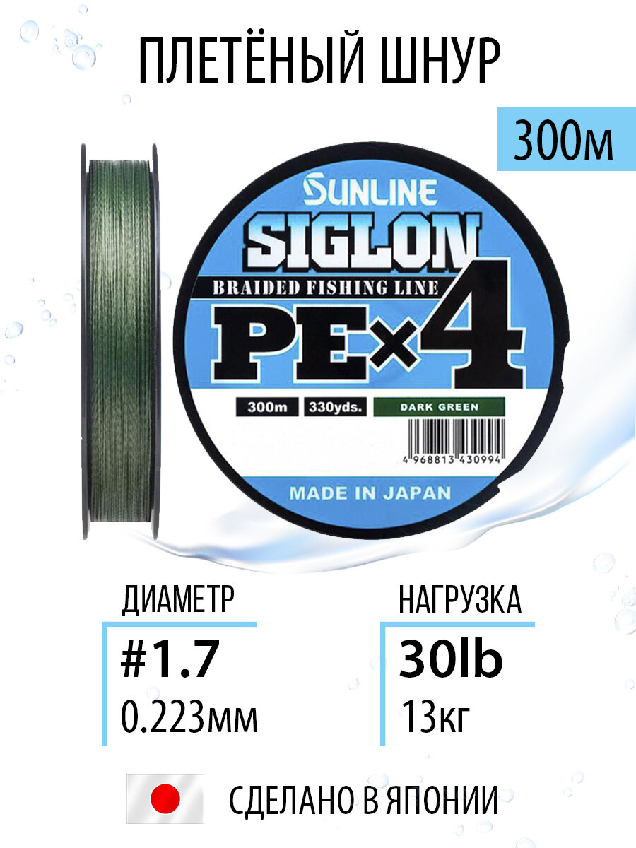Шнур для рыбалки плетёный Sunline SIGLON PEx4 Light Green 150m #1.2/20lb, салатовый, 4х жильный, сверхчувствительный с силиконовым покрытием. Япония