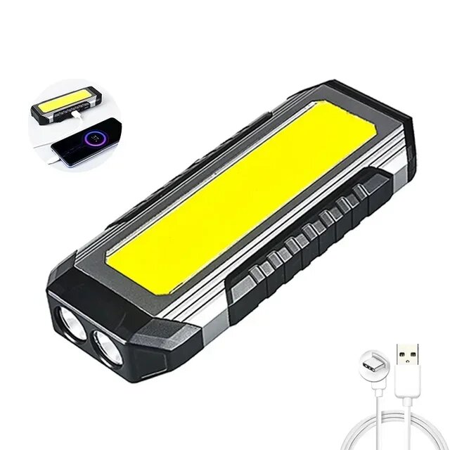 COB-светильник, перезаряжаемый через USB, светодиодный фонарь, портативный кемпинговый фонарь на аккумуляторе 18650 с магнитом, водонепроницаемый фонарь 4000 мАч.