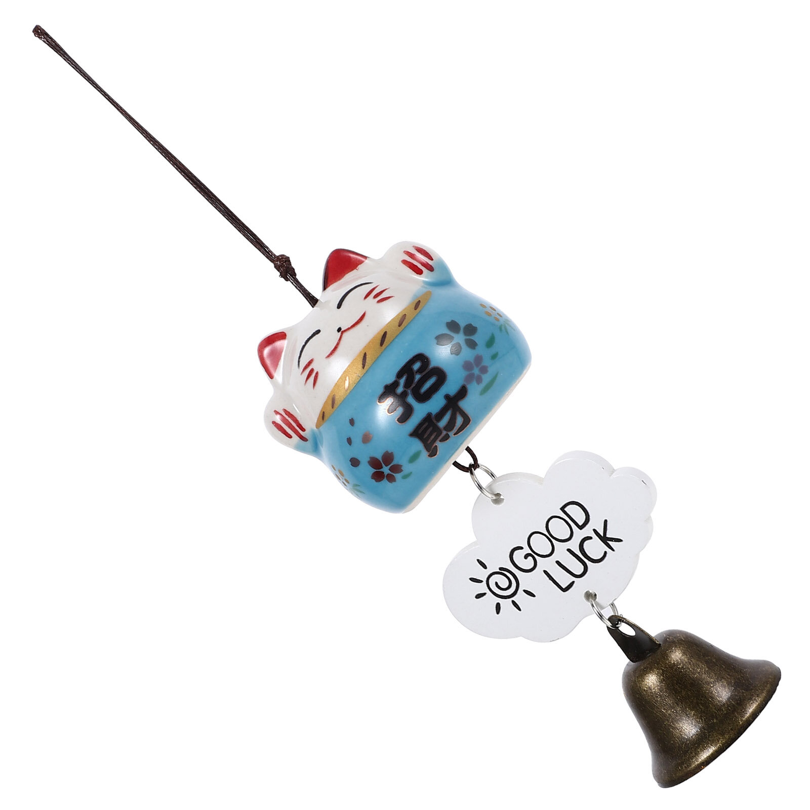 Подвесной декор в виде ветряного колокольчика Кошка удачи в японском стиле, керамический креативный ветряной колокольчик