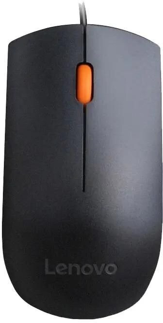 Мышь проводная Lenovo 300 черный, 1600 dpi, USB, кнопки - 3