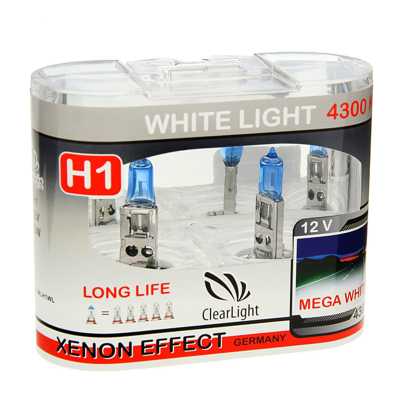 Лампа H1 12V 55W P14,5s WhiteLight , 2 шт / Clearlight / MLH1WL