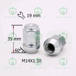 Гайка колеса М14 х 1,5 конус L=35мм S=19мм закрытая цинк*********