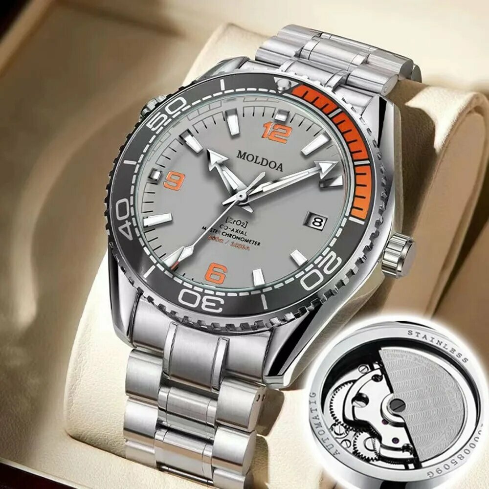 Мужские автоматические скелетонизированные механические часы Omega Seamaster 600, светящиеся, водонепроницаемые, с календарем, стально-серый