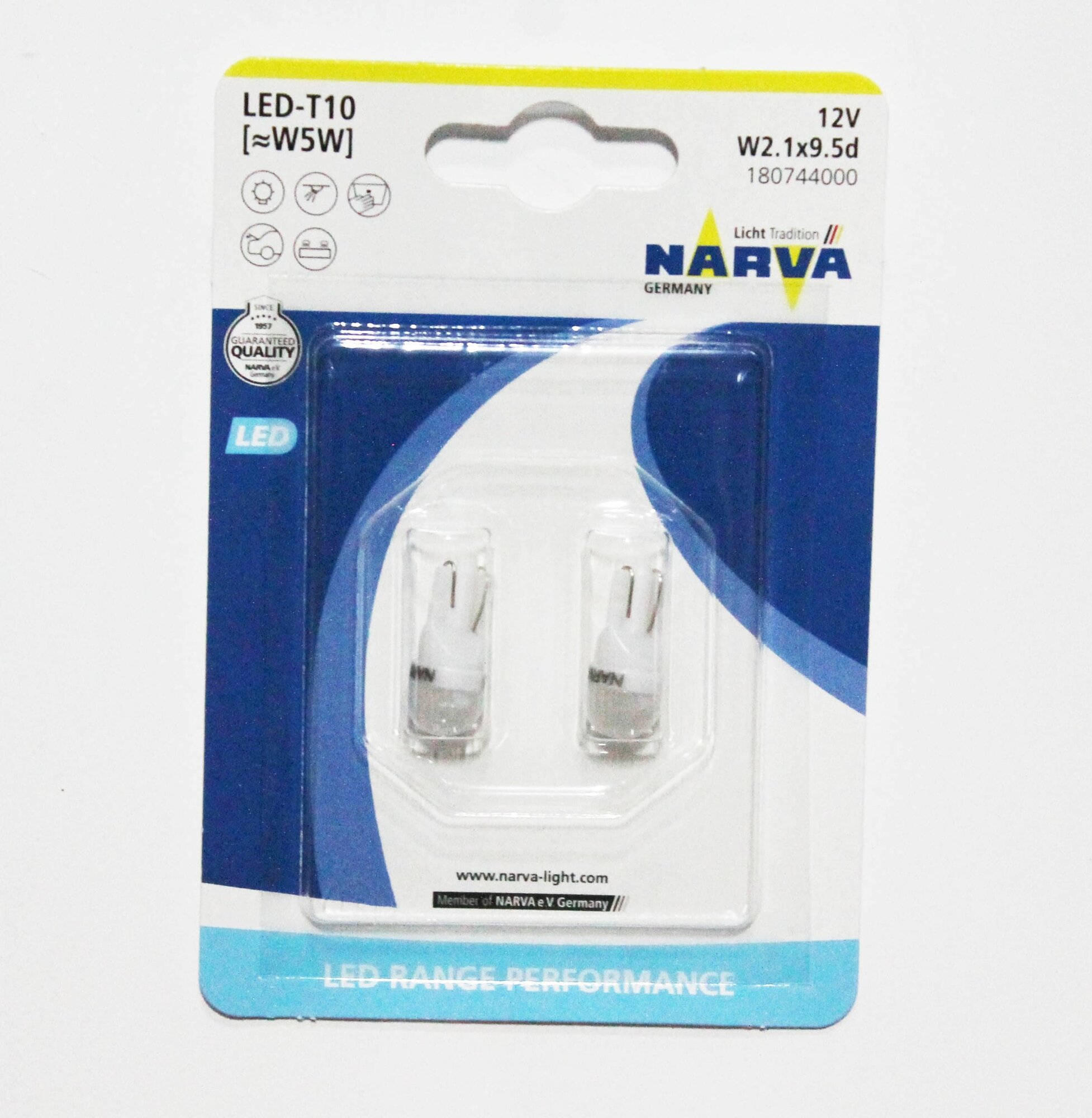 Светодиод 12V W5W 2,1x9,5d, 2 шт / NARVA / 18074