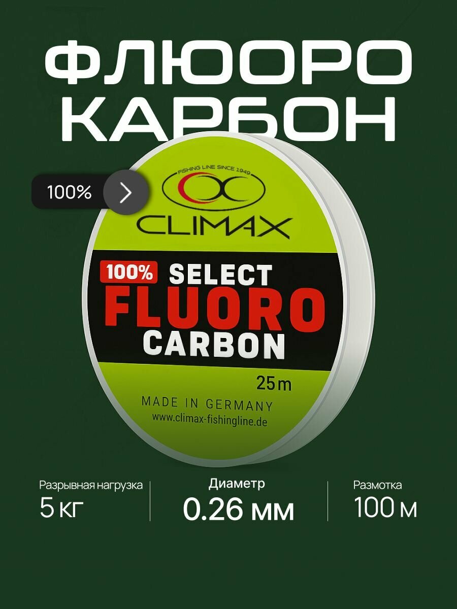 Флюорокарбон Climax Select Fluorocarbon 100m 0.26 мм