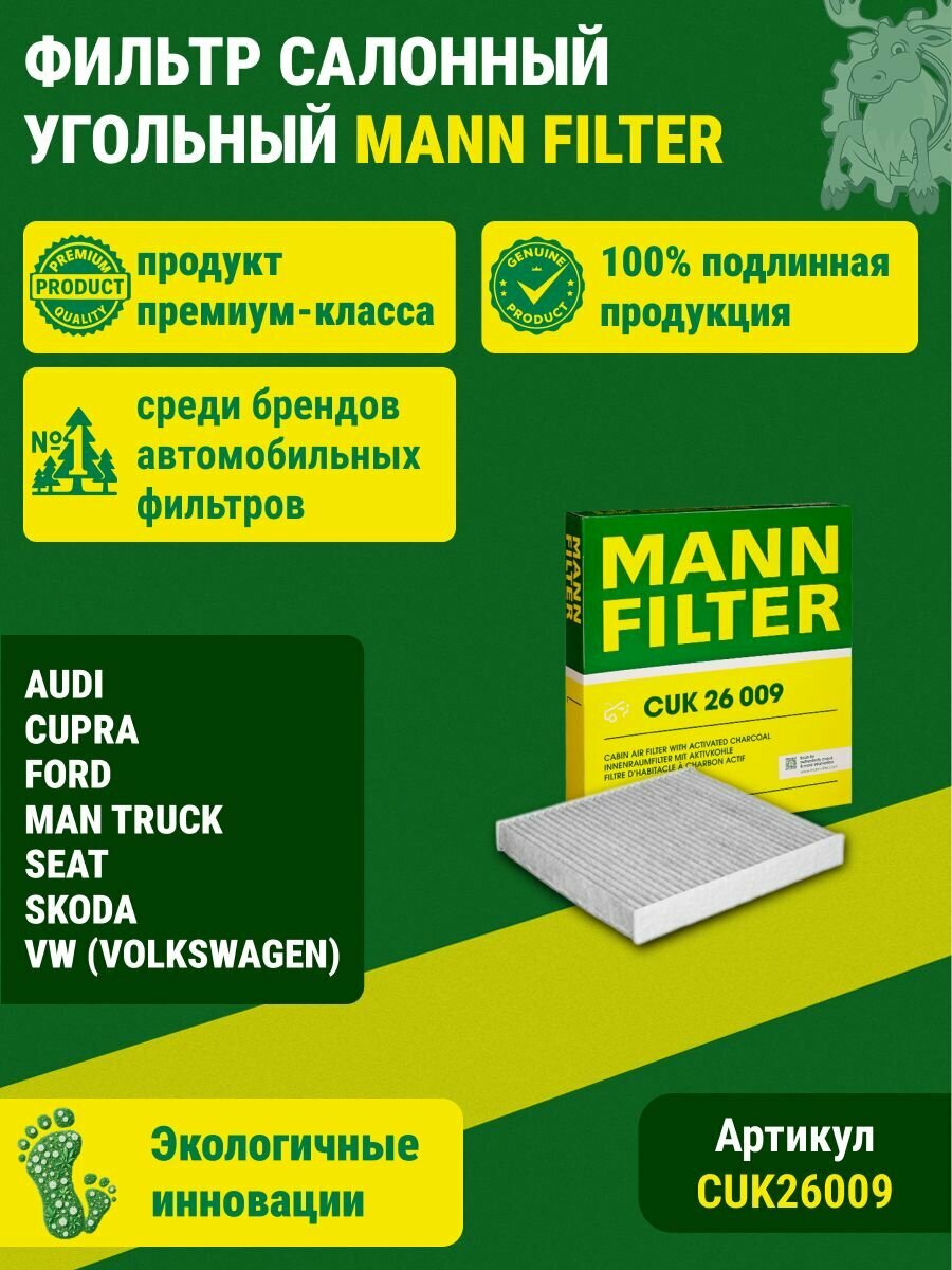 MANN FILTER Фильтр салонный арт. CUK26009, 1 шт.