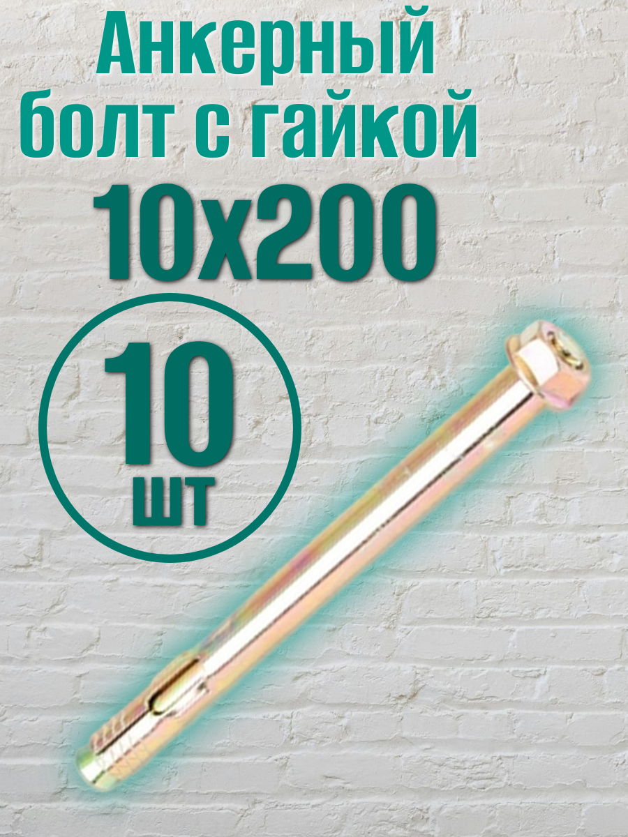 Анкерный болт с гайкой 10х200 (10 шт)