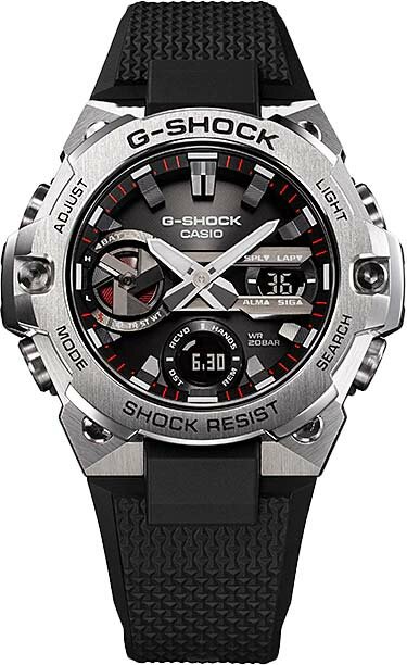 Часы Casio GST-B400, кварцевые, нержавеющая сталь, силикон, черный
