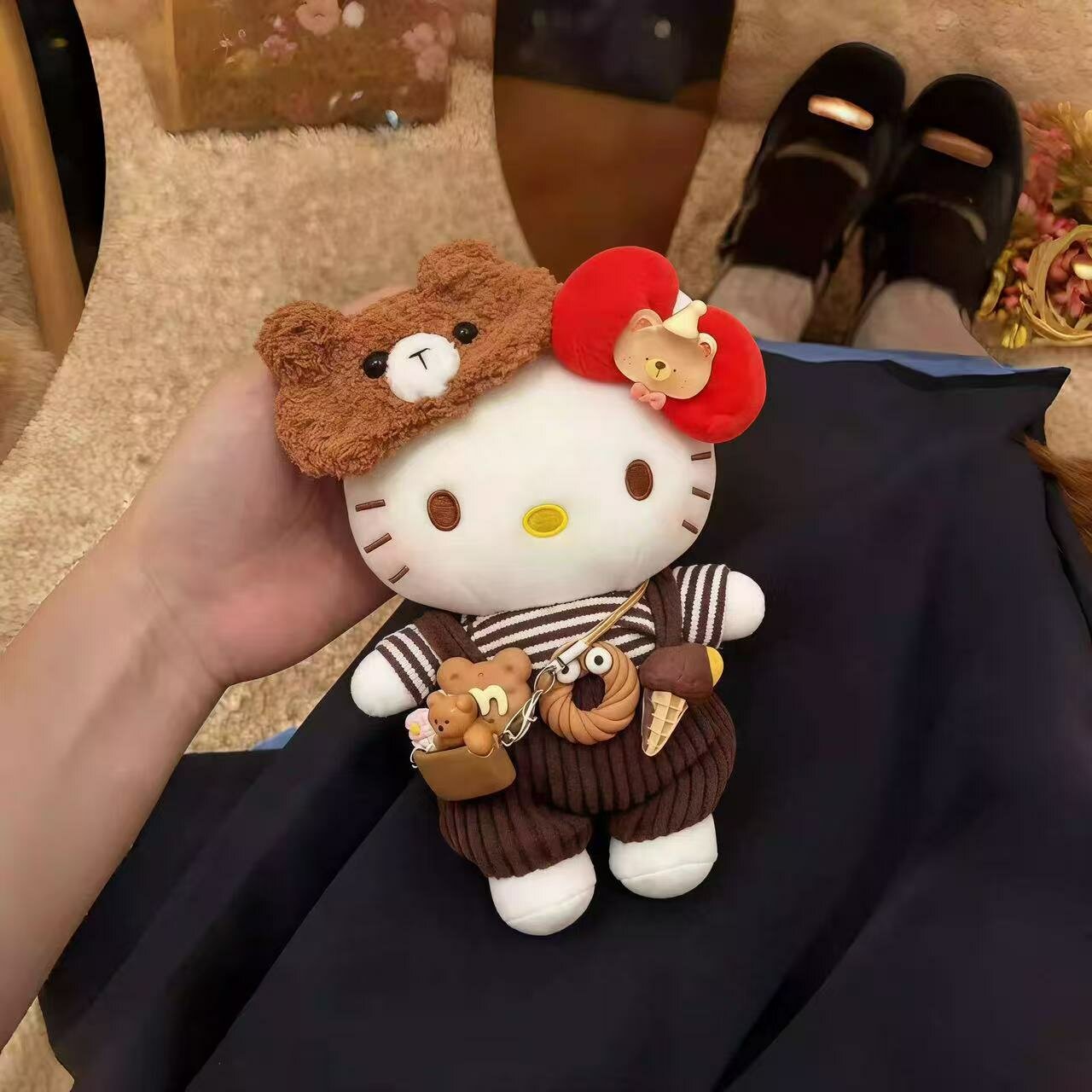 Плюшевая игрушка-брелок Hello Kitty Little Chef, подвеска на рюкзак в виде котика KT, украшение для девочек.