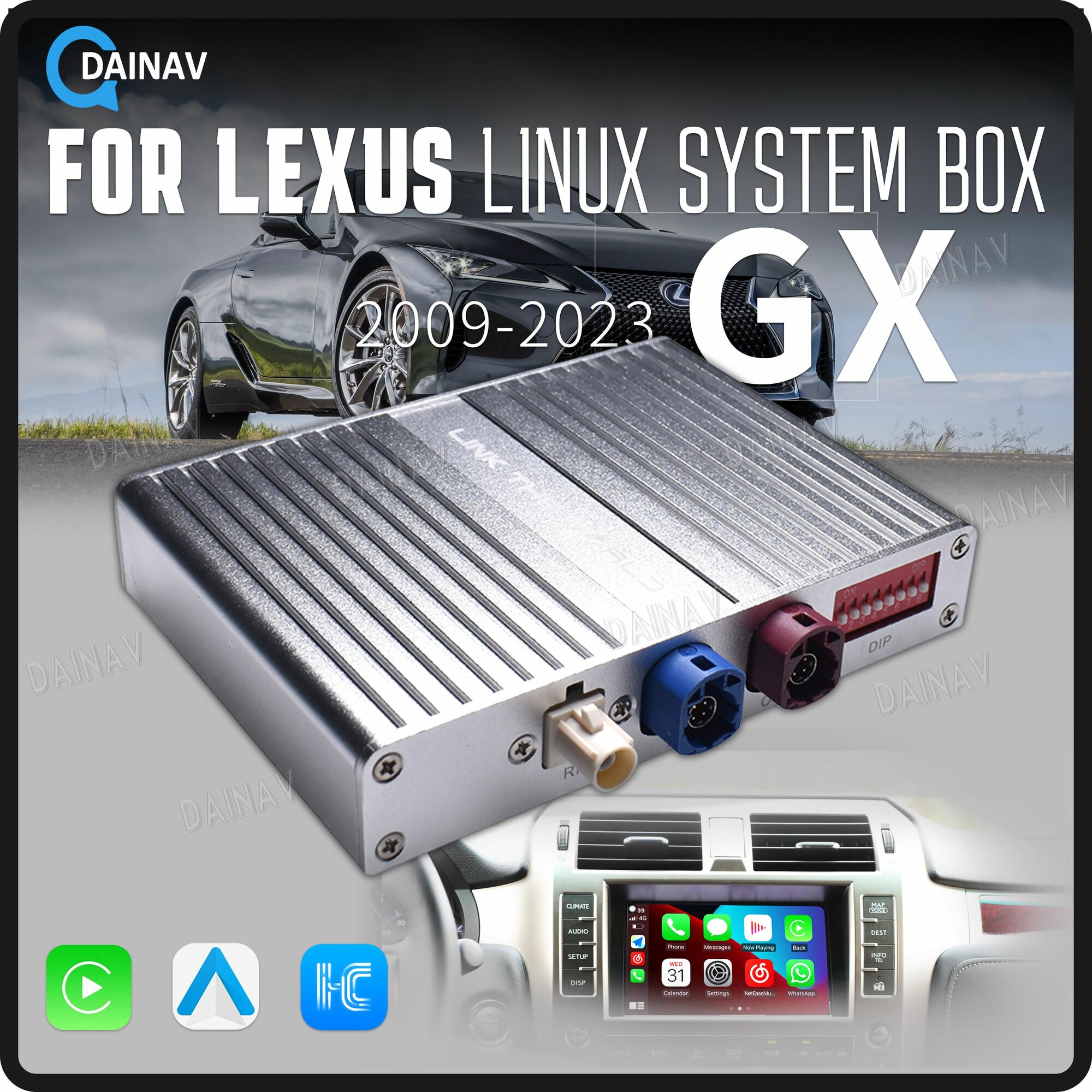Linux Box для Lexus GX400/460 (2009–2023) с беспроводным Apple CarPlay и Android Auto, без замены штатной магнитолы