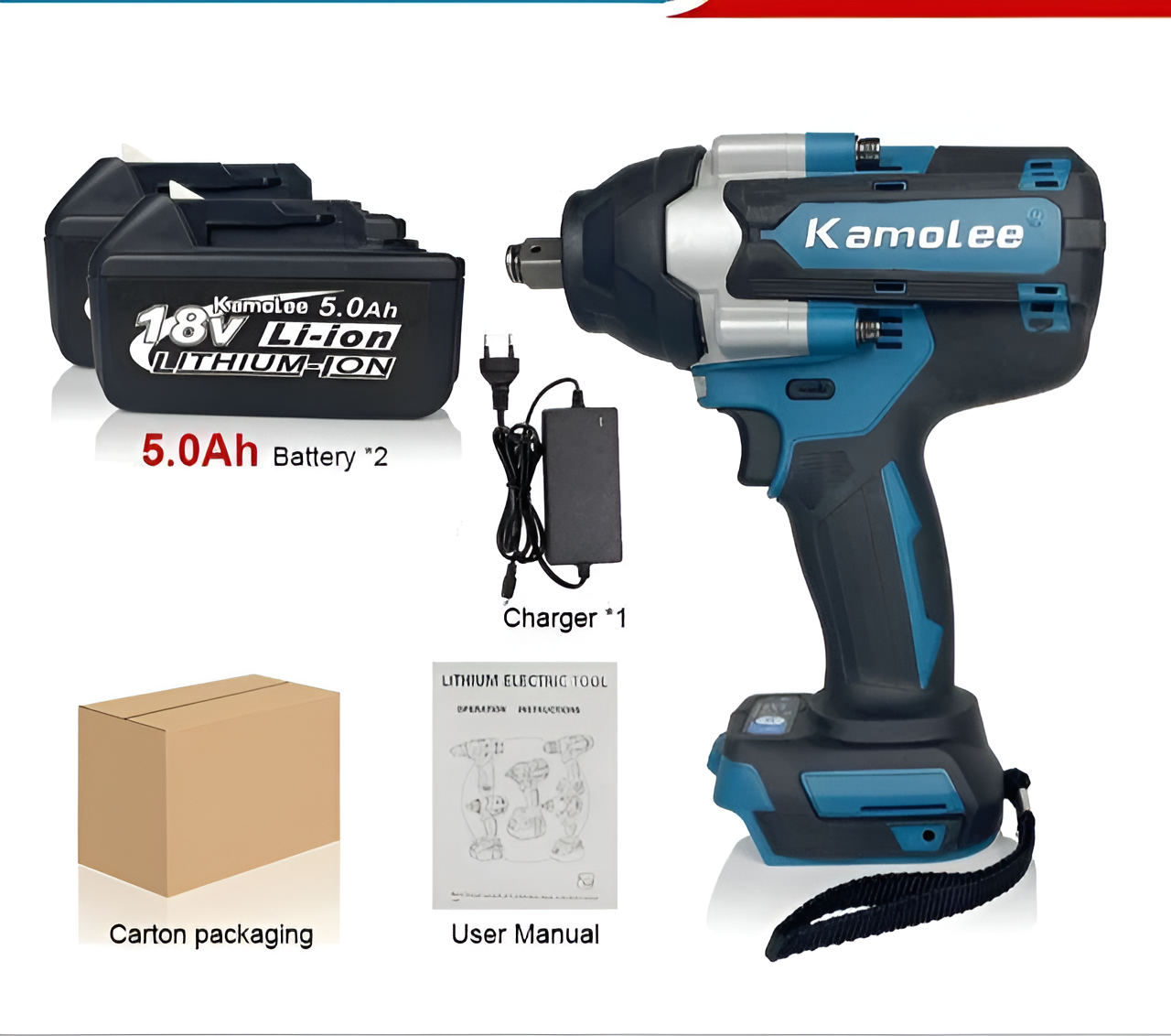 Kamolee 1800 нм крутящий момент DTW700 бесщеточный Электрический ударный гайковерт 1/2 18 в 2 АКБ и ЗУ