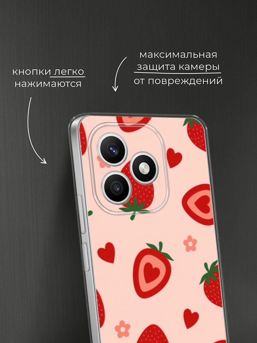 Чехол на Honor X8d / Хонор X8d с принтом Heart strawberries 1 — фото 1