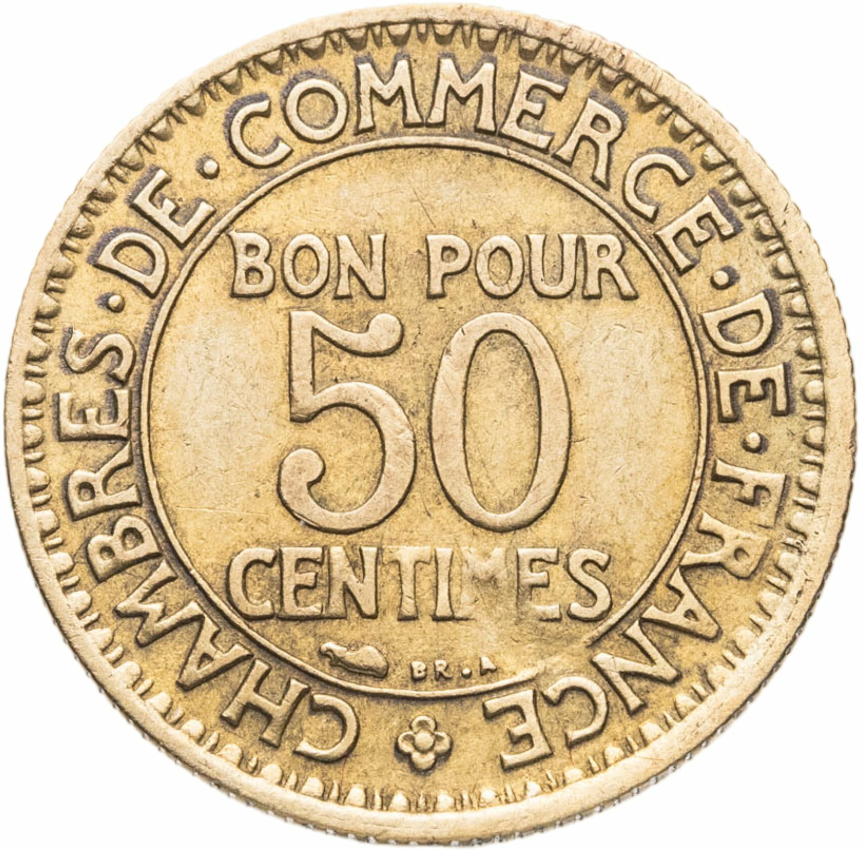 Франция 50 сантимов centimes 1926, Бронза, в сохранности VF