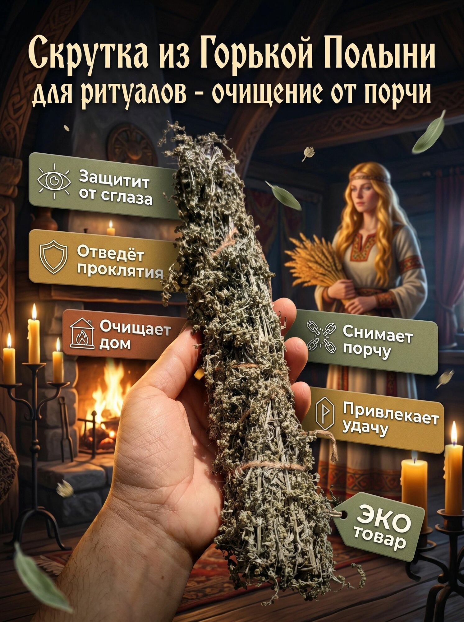 Скрутка из Горькой Полыни для ритуалов - очищение от порчи
