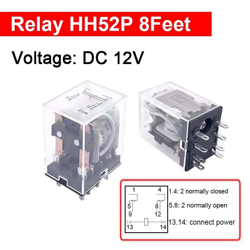 Релейный переключатель HH52P 8Feet DC 12V