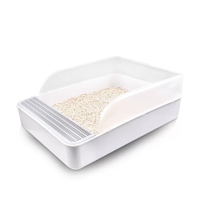 Маленький белый лоток для кошек-котят, 41x27x8 см, защита от разбрызгивания, компактный домашний туалет для питомца