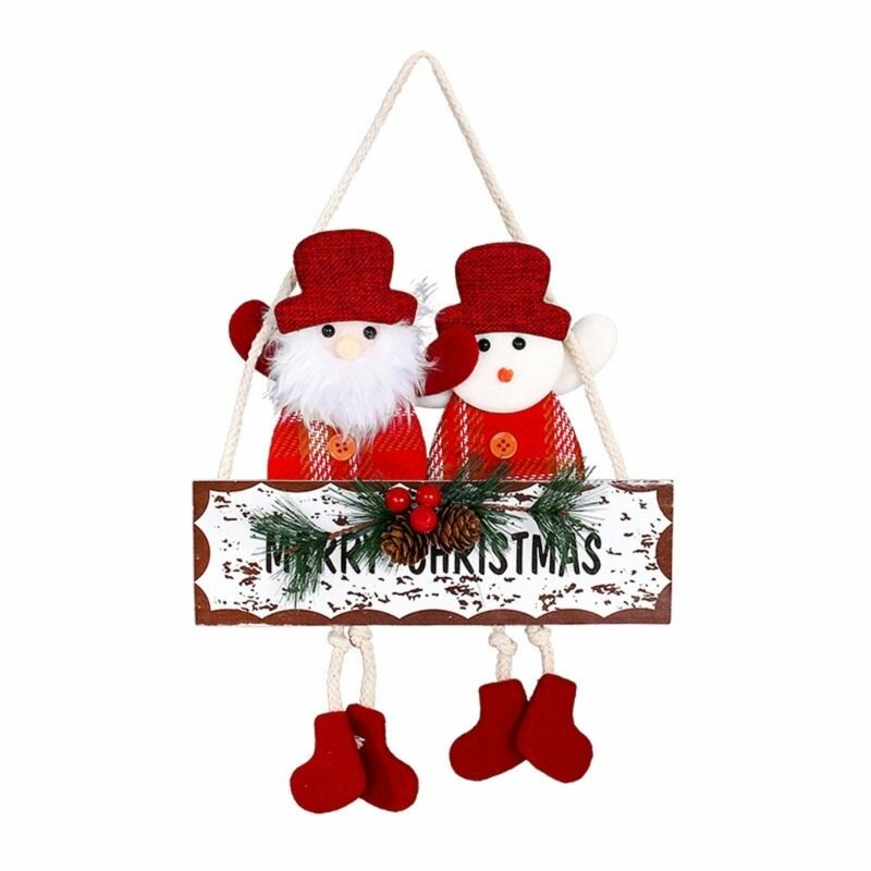 (1 шт.) Двусторонняя подвеска Санта-Олень на ёлку/окно, модель A