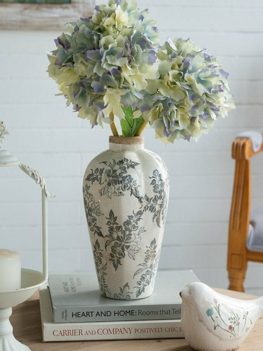 C8232 Ваза настольная 17х17х30см, Glasar, керамика, цвет белый