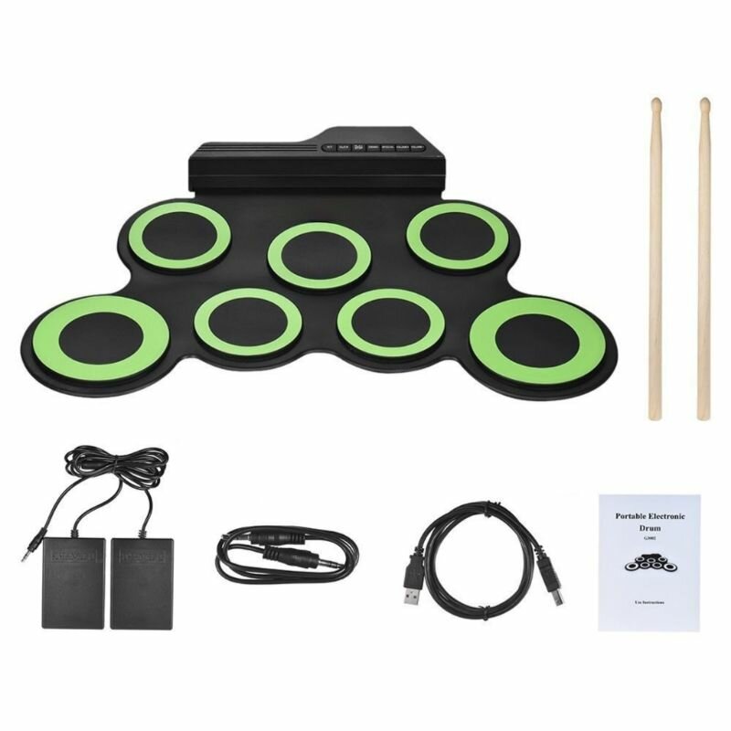 (1шт) Электронный барабан USB ручной прокатки-зеленый