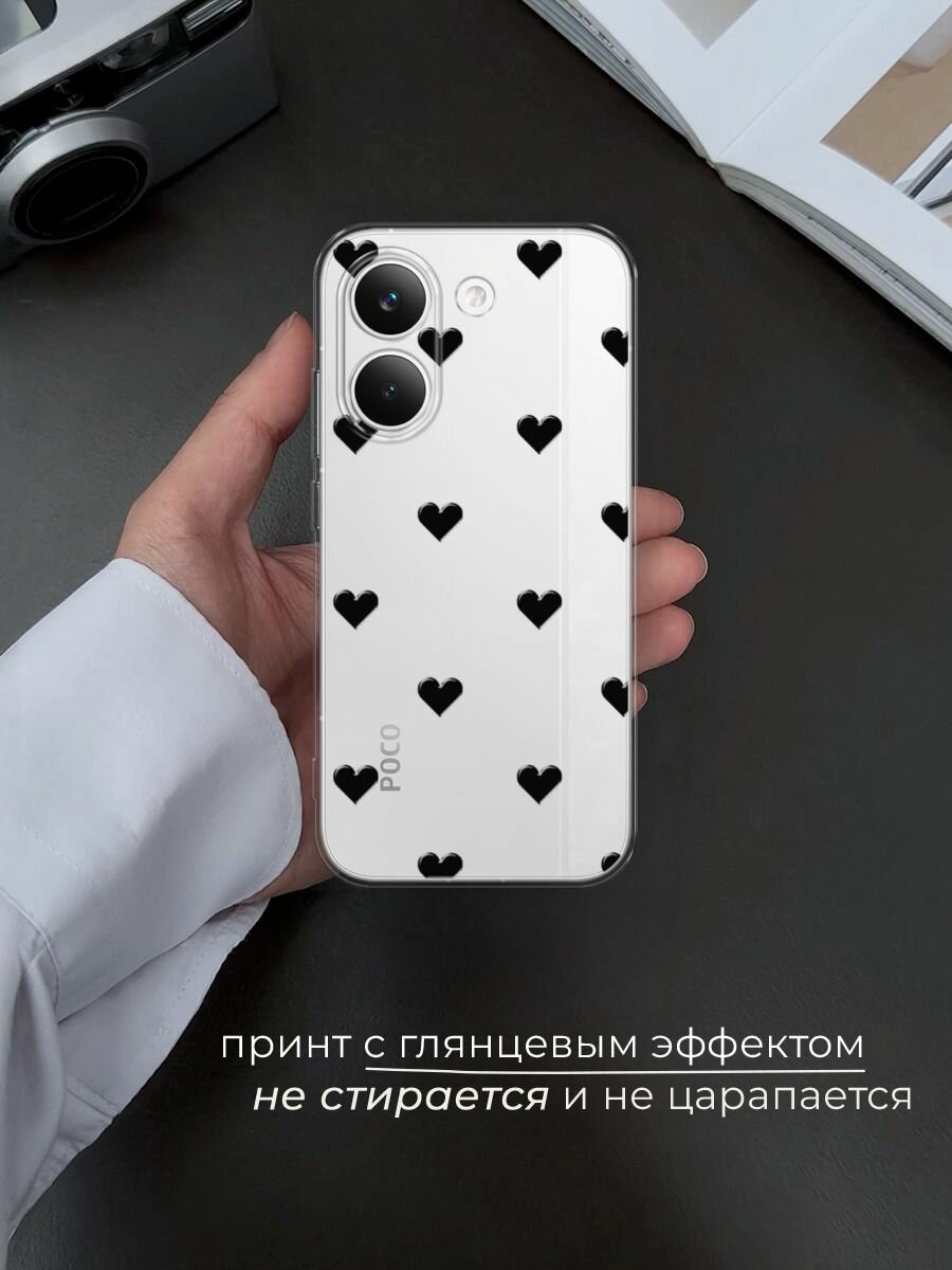 Силиконовый чехол на Poco X8 Pro / Поко X8 Про с принтом Глянцевые сердечки паттерн — фото 1