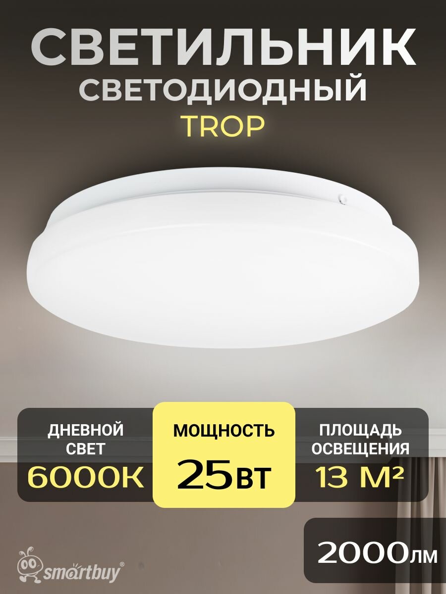 Светодиодный потолочный светильник (LED) Smartbuy-25W Wt (SBL-White-25-Wt-6K)/20