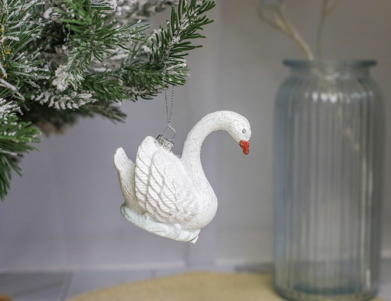 Ёлочная игрушка лебедь, пластик, 8х10 см, Кэминг (Kaemingk) 027724