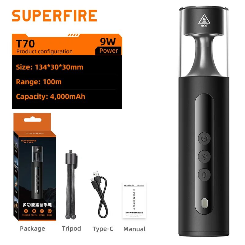 SUPERFIRE S11-H ультрафиолетовый фонарик 365 нм T70 365nm-9W